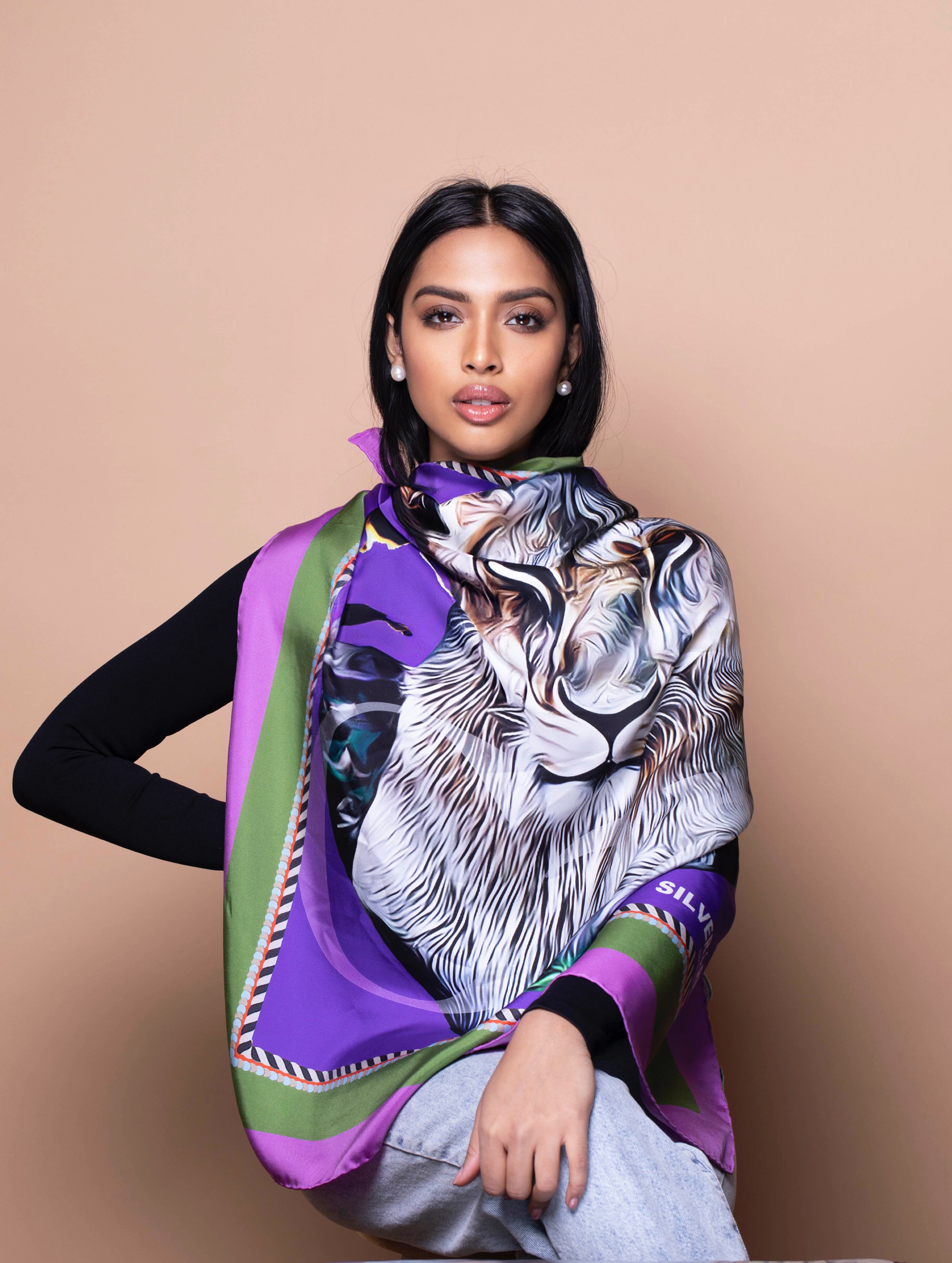 Silks - Queen of the Cape Scarf - 90 | Silver & Riley