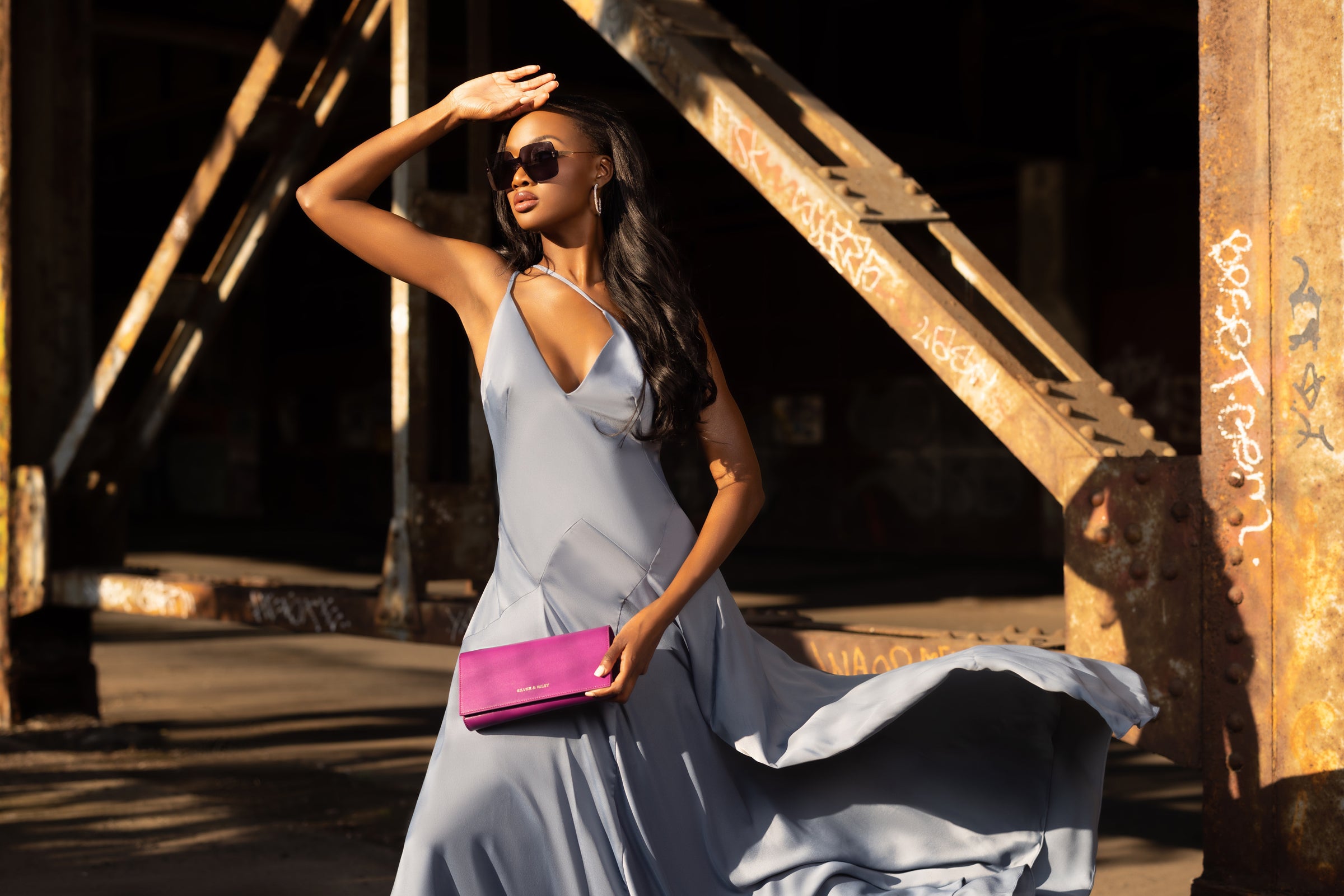 Durban Convertible Crossbody and Clutch Saffiano Leather Bag in Grape