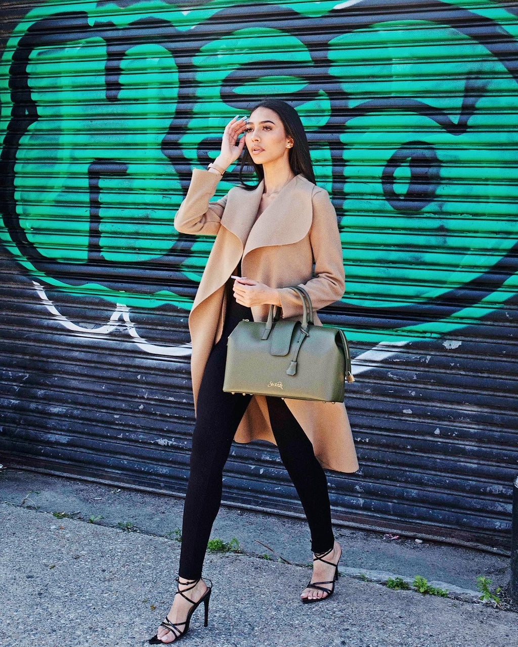 Convertible Executive Leather Bag Classic Size in Olive Green | Silver ...