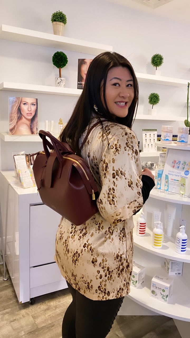 Convertible Executive Leather Bag Classic Size in Black | Silver & Riley