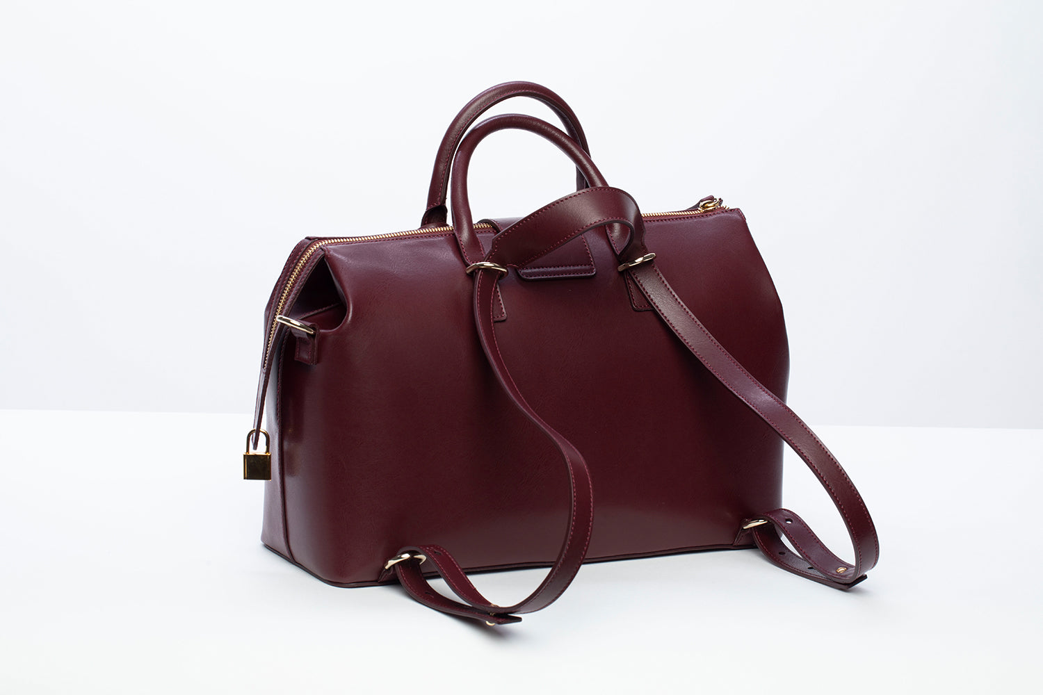 Convertible Executive Leather Bag Classic Size in Burgundy | Silver & Riley