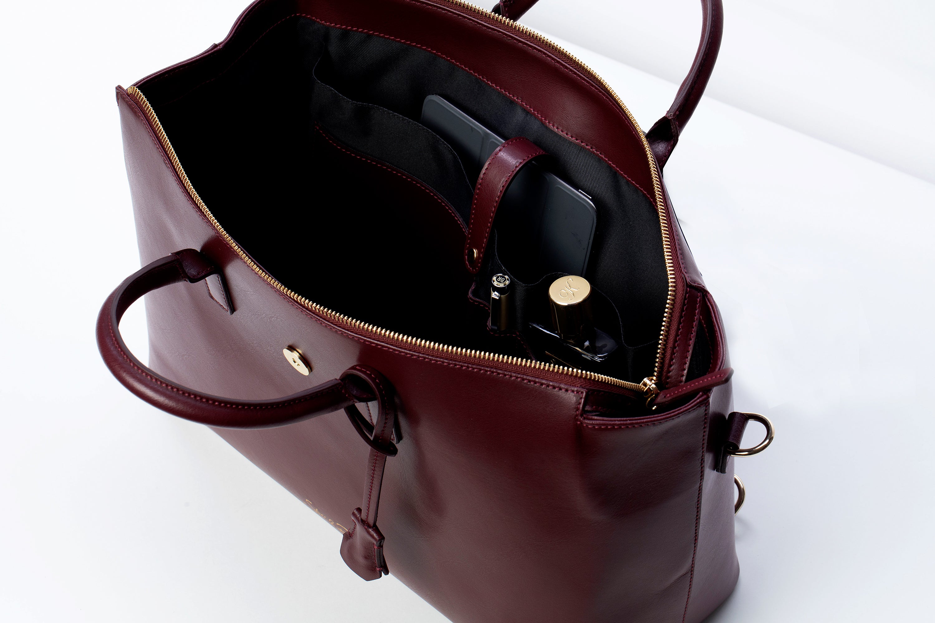 Convertible Executive Leather Bag Classic Size in Burgundy | Silver & Riley