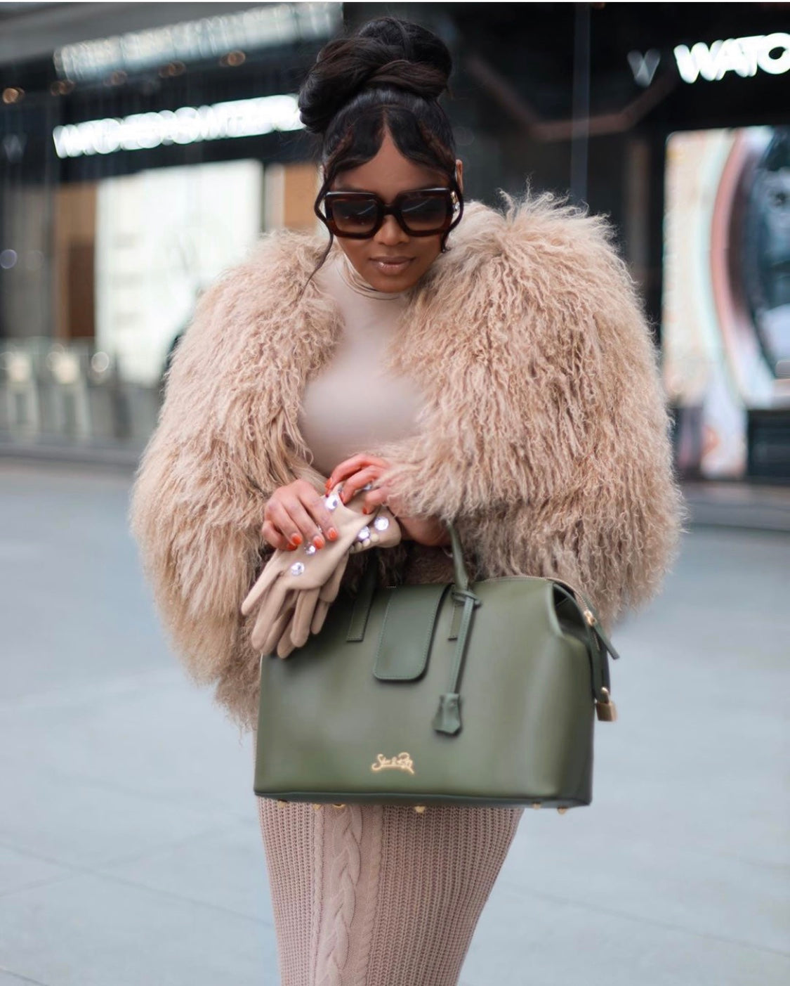 Convertible Executive Leather Bag Classic Size in Olive Green | Silver ...