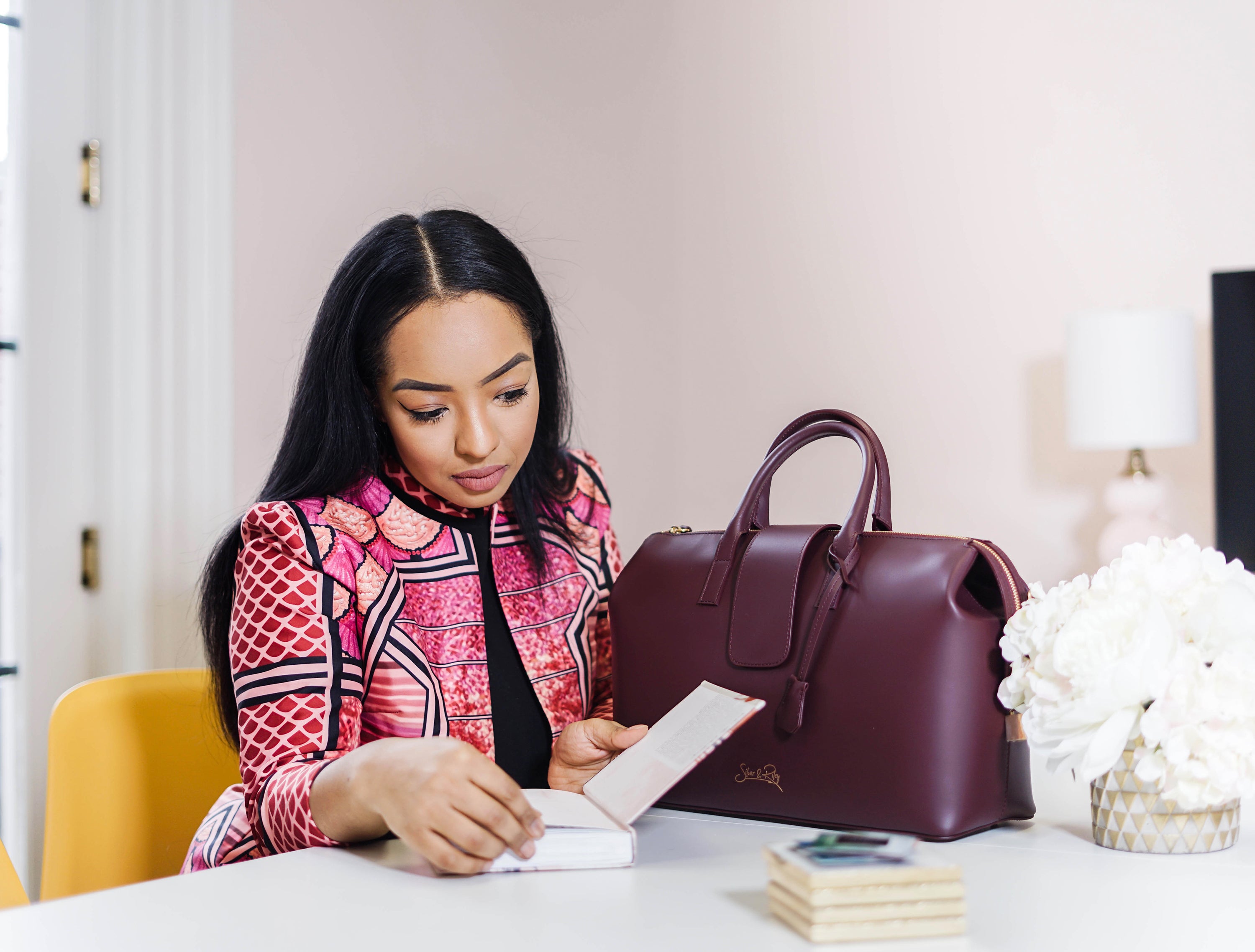 Convertible Executive Leather Bag Classic Size in Burgundy | Silver & Riley